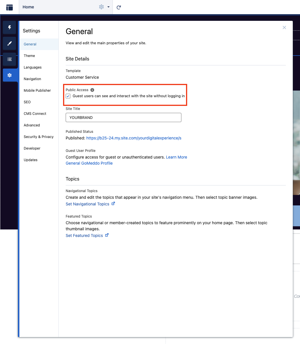 GoMeddo Experience Cloud for unauthenticated Guest Users